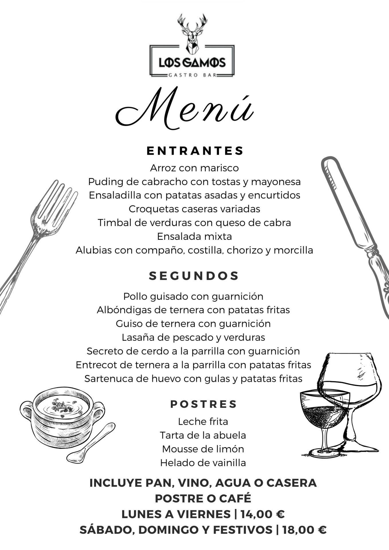 Menú del día | Los Gamos Gastro Bar
